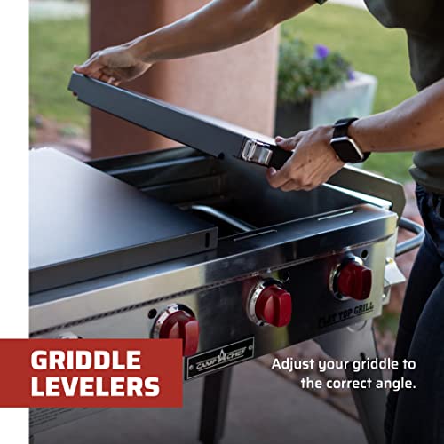 Camp Chef Portable Flat Top Grill, True Seasoned Griddle Surface, Four 12,000 BTU/hr. stainless steel burners