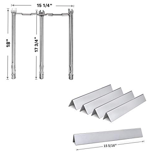 Htanch SG636 (5-Pack) 15 1/4" 16GA Flavorizer Bars SF9787 for Weber Spirit 300 Series,E310, E320, S310 and S320 (2013-2017) 5 Flavorizer Bars and One Tube Burner,for Weber 7636 Weber 69787