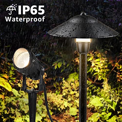 SUNVIE LED Landscape Lighting Kit Low Voltage Landscape Lights with Transformer 12-24V AC/DC Low Voltage Pathway Lights Waterproof Aluminum Landscape Spotlights Path Lights for Yard House Tree