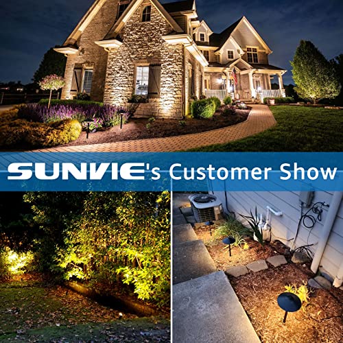 SUNVIE LED Landscape Lighting Kit Low Voltage Landscape Lights with Transformer 12-24V AC/DC Low Voltage Pathway Lights Waterproof Aluminum Landscape Spotlights Path Lights for Yard House Tree