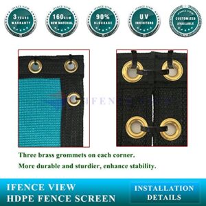 Ifenceview 3'x8' Turquoise Green Shade Cloth Fabric Fence Privacy Screen Panels Mesh Net for Construction Site Yard Driveway Garden Pergolas Gazebos Railing Canopy Awning 180 GSM UV Protection