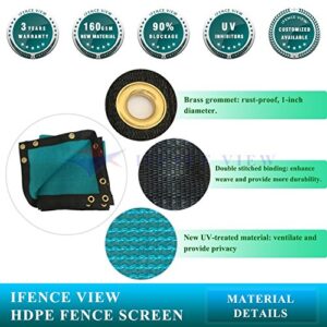 Ifenceview 3'x8' Turquoise Green Shade Cloth Fabric Fence Privacy Screen Panels Mesh Net for Construction Site Yard Driveway Garden Pergolas Gazebos Railing Canopy Awning 180 GSM UV Protection