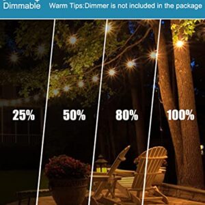 Lightdot 200 FT (2x100FT) Outdoor Dimmable Linkable Heavy Duty Led Light String with 60+4(Replaceable) 1.5W Shatterproof LED Bulbs, Hanging Lights for Cafe Bistro Gazebo Garden Backyard - ETL Listed