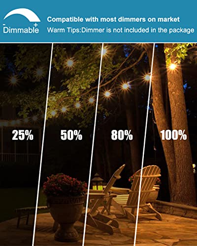 Lightdot 200 FT (2x100FT) Outdoor Dimmable Linkable Heavy Duty Led Light String with 60+4(Replaceable) 1.5W Shatterproof LED Bulbs, Hanging Lights for Cafe Bistro Gazebo Garden Backyard - ETL Listed