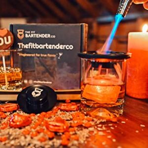 TheFitBartenderCo Metal Cocktail Smoker Kit with Torch- Includes four flavored woodchips, whiskey smoker, Gift for men, dad, husband, boyfriend, bourbon, infuse drink, meat & cheese