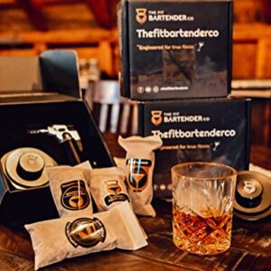 TheFitBartenderCo Metal Cocktail Smoker Kit with Torch- Includes four flavored woodchips, whiskey smoker, Gift for men, dad, husband, boyfriend, bourbon, infuse drink, meat & cheese