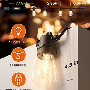 addlon 48FT Smart Outdoor String Lights with APP & Remote Control, Works with Alexa, Music Sync Waterproof Patio Lights with Dimmable Edison Shatterproof Bulbs, Extendable for Patio, Porch