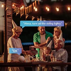 addlon 48FT Smart Outdoor String Lights with APP & Remote Control, Works with Alexa, Music Sync Waterproof Patio Lights with Dimmable Edison Shatterproof Bulbs, Extendable for Patio, Porch