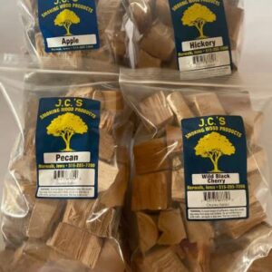 J.C.'s Smoking Wood Chunks - Premium 4 PK Gallon Sized bag of Apple, Hickory, Pecan, Wild Black Cherry