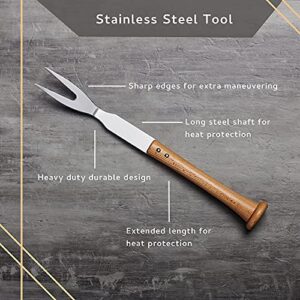 Baseball BBQ | 'Triple Play' Multi-Tool Spatula, Tongs & Fork Combo Set | BBQ Grilling Accessories & Utensils for Baseball Fans | Unique Wooden Bat Handle & Quality Stainless Steel Grill Masters