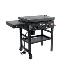 Char-Griller 8128 Flat Iron 2 Burner Outdoor Griddle Lid Gas Grill, Black