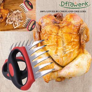 DflowerK Meat Shredding Claws Stainless Steel Shredder Claws BBQ Meat Forks, Perfect for Shredding Handing Pulling Pork Chicken Beef Turkey