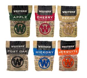 western wood smoking chip variety pack of 6, 180 cu in per bag