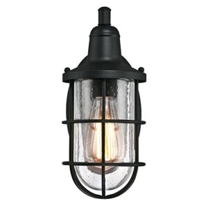 Westinghouse Lighting 6334700 Crestview One-Light Outdoor Wall Fixture, Textured Black Finish with Clear Seeded Glass