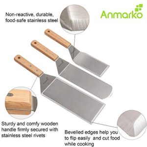 Professional Spatula Set - Stainless Steel Pancake Turner and Griddle Flipper Scraper 4x8 inch Oversized Hamburger Turner Great for Griddle BBQ Grill and Flat Top Cooking - Commercial Quality