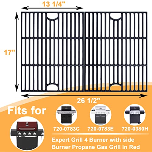 GGC 17 Inch Grill Grates Replacement for Nexgrill 4&5 Burner 720-0830H 720-0783E 720-0670A 720-888N, Kenmore 41516106210, Charbroil 463241113, 2PCS Cast Iron Cooking Grates(17" x 13 1/4" Each)