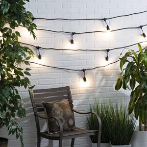 Amazon Basics 48-Foot LED Outdoor String Lights with 16 Edison Style S14 Soft White Bulbs - Black Cord