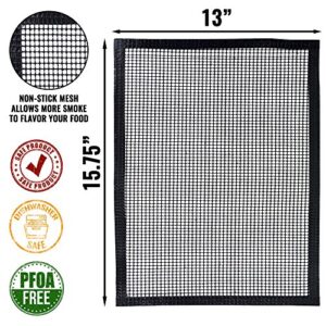 Grillaholics BBQ Mesh Grill Mat - Set of 2 Grill Mats Non Stick - Nonstick Grilling with More Delicious Smoky Flavor - Lifetime Manufacturer Warranty