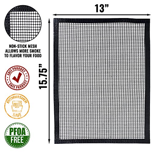 Grillaholics BBQ Mesh Grill Mat - Set of 2 Grill Mats Non Stick - Nonstick Grilling with More Delicious Smoky Flavor - Lifetime Manufacturer Warranty