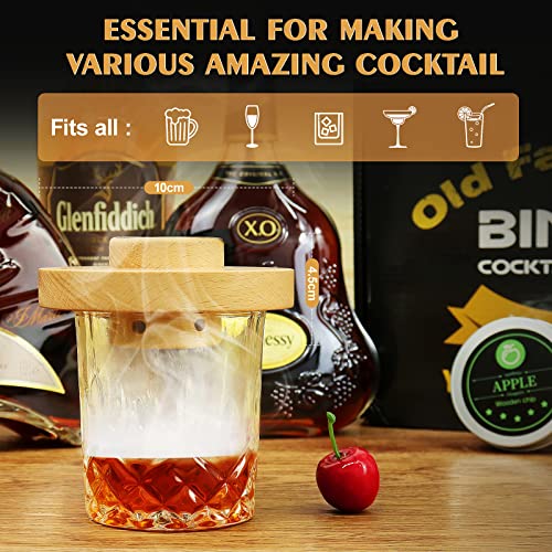 BIMING Cocktail Smoker Kit with Torch - Drink Whiskey Bourbon Smoker Infuser Kit with 4 Flavors Wood Chips, Old Fashioned Smoker Kit for Meat Cheese Salad-Gifts for Whiskey Lovers/Father/Men(No Butane) (Burlywood)