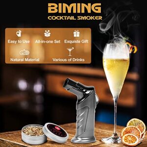 BIMING Cocktail Smoker Kit with Torch - Drink Whiskey Bourbon Smoker Infuser Kit with 4 Flavors Wood Chips, Old Fashioned Smoker Kit for Meat Cheese Salad-Gifts for Whiskey Lovers/Father/Men(No Butane) (Burlywood)