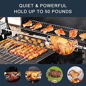 Apromise Rotisserie Motor - Stainless Steel Rotisserie Spit Motor 6W 110 Volts with Waterproof On/Off Switch | Powerful Rotisserie Motor Hold Up to 50 Pounds Capacity - Silver