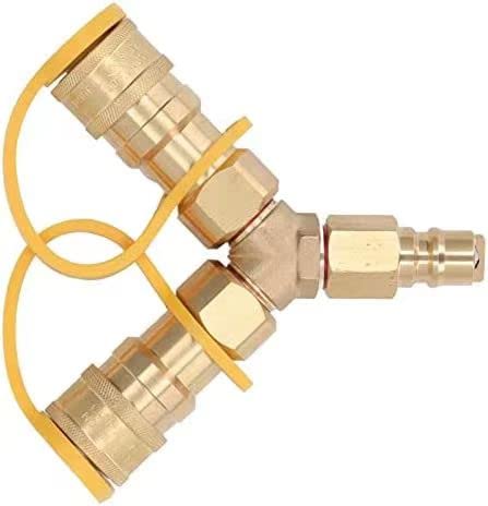 1/2 Inch Natural Gas Y Splitter, Durable Brass 2 Way Quick Connect Adapter for Natural Gas, for Weber Natural Gas Grills, Patio Heater, Pizza Oven