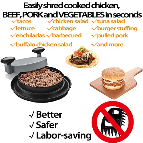 Chicken Shredder ShredMachine Meat Shredder Tool with Handles and Non-Skid Base for Ground Beef Pulled Pork and Chicken 25CM/9.8inch Safer Than Bear Claws for Shredding Meat (Large, Black)