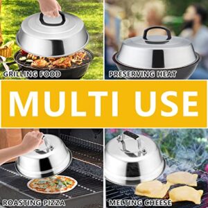 4 Pack Cheese Melting Dome for Griddle, Leonyo 2Pcs 12.5" & 2Pcs 9" Round Basting Cover Set, Stainless Steel Flat Top Grill Griddle Dome, Steam Burger Cover Dome Lid for Indoor & Outdoor BBQ