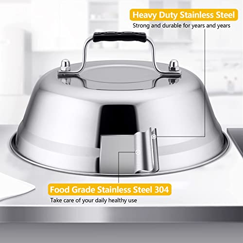 4 Pack Cheese Melting Dome for Griddle, Leonyo 2Pcs 12.5" & 2Pcs 9" Round Basting Cover Set, Stainless Steel Flat Top Grill Griddle Dome, Steam Burger Cover Dome Lid for Indoor & Outdoor BBQ