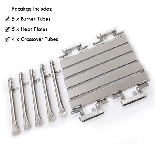 YIHAM KZ988 Grill Replacement Parts for Members Mark 5 Burner GR2210601-MM-00 SAMS Club Rankam, 16 13/16 Inch Heat Plate + 17 1/2 Inch Burner Tube + Adjustable Carry Over