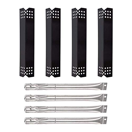 SHINESTAR Grill Parts Replacement for Grill Master 720-0697, Nexgrill 720-0783E, 720-0830A, 720-0830D, 720-0830H Porcelain Steel Heat Plate Tent and Stainless Steel Burner Tubes Set, 4-Pack