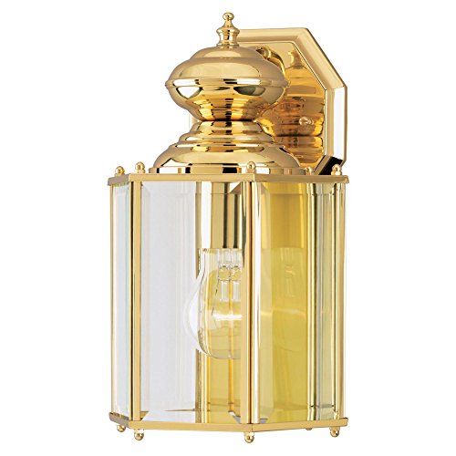 Westinghouse Lighting 6685300 One-Light Exterior Wall Lantern, Polished Brass Finish on Solid Brass and Steel with Clear Beveled Glass Panels