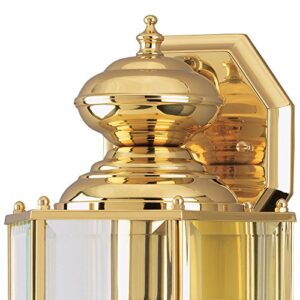 Westinghouse Lighting 6685300 One-Light Exterior Wall Lantern, Polished Brass Finish on Solid Brass and Steel with Clear Beveled Glass Panels