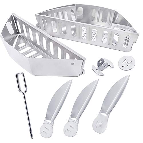 soldbbq Stainless Steel Charcoal Basket and One-Touch Cleaning System Kit for 22-1/2" Weber Kettle Grill, Replacement Parts for Weber Charcoal Grills, Master Touch Series