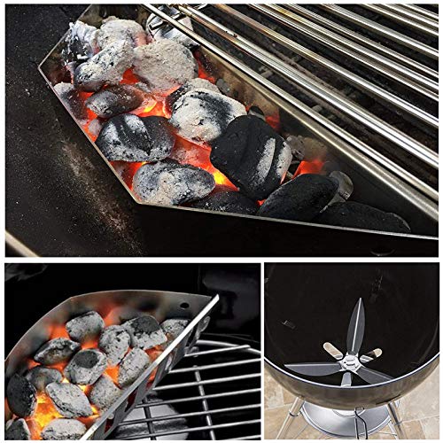 soldbbq Stainless Steel Charcoal Basket and One-Touch Cleaning System Kit for 22-1/2" Weber Kettle Grill, Replacement Parts for Weber Charcoal Grills, Master Touch Series