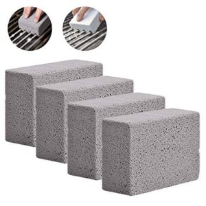 4 pack grill cleaning brick block – grill stone/griddle cleaner block – bbq grill stones cleaner – remove greases stains residues dirt