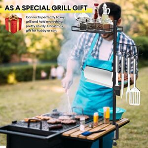 Caddy Grill Organizer, 3-in-1 Grill BBQ Caddy with Outdoor Towel Holder, BBQ Condiment Caddy and Knife Holder with Double Row Hook, Grill Utensil Caddy for Outdoor Grill, Camping, Kitchen Storage Tool