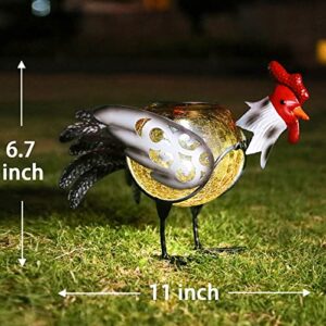 MUMTOP Solar Lights Outdoor Chicken Decorative Crackle Glass Solar Lantern Waterproof LED Lights Outdoor Tabletop Lanterns Lamps for Table Yard Garden Patio Lawn Christmas Decorations