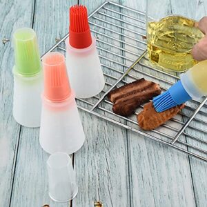 4 pcs Silicone Oil bottle brush， BBQ/Pastry Basting Brushes,Silicone Cooking Grill Barbecue Baking Pastry Oil/Honey/Sauce Bottle Brush (Red, orange, green, blue)