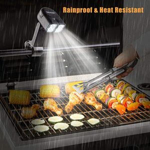 IMAGE Grill Light, BBQ Lights for Grill with 10 Super Bright LED Lights, Adjustable Handle with 360 Degree Rotation, Round & Square Bars Light on Any BBQ Pit, Grill Lights for Cooking and Outdoor Use