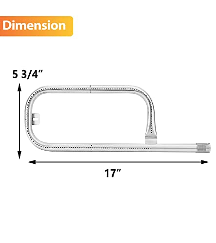 GRISUN 60040 304 Stainless Steel Grill Burner for Weber Q1200 Q1000 Q100 Q120, Baby Q, 17 inch Burner Tube for Weber 50060001, 51060001, 516002, 516001, 386001, 386002, Replacement Part 69957/41657