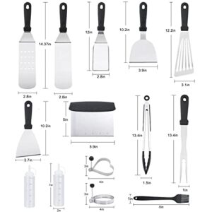 Griddle Accessories for Blackstone,Moulyan 14PCS Griddle Accessories Kit,Flat Top Grill Accessories for Outdoor Grill,Professional BBQ Grill Tools Set with Spatula, Scraper, Bottle, Tongs, Egg Ring