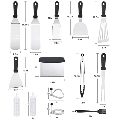 Griddle Accessories for Blackstone,Moulyan 14PCS Griddle Accessories Kit,Flat Top Grill Accessories for Outdoor Grill,Professional BBQ Grill Tools Set with Spatula, Scraper, Bottle, Tongs, Egg Ring