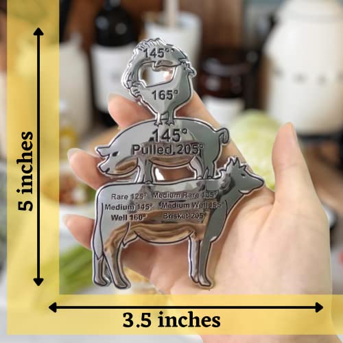 Metal Meat Temperature Magnet for Fridge and Grill | Stacked Animal Internal Temperature Guide Grill Magnet Unique Grilling Accessories Smoking Meat Accessories | Meat Temperature Chart Magnet