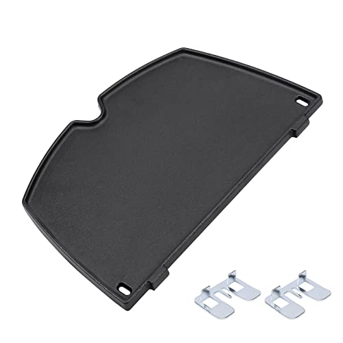 QuliMetal 6558 Grill Parts Cast Iron Cooking Griddle for Weber Q1000 Q1200 Q1400 Q100 Q120 Q140, Q100/1000 Series Gas Grills Accessories, 12.6 x 8.6 Inches