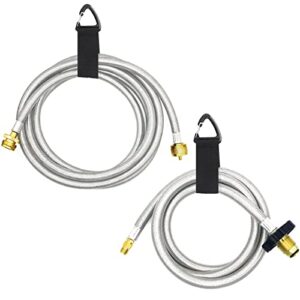 GardenNow Upgraded Propane Brass 4 Port Tee Kit Propane Brass Tee Adapter Kit with 5FT and 12FT Stainless Braided Hoses Allow for Connection Between Auxiliary Propane Cylinder and Propane Appliances