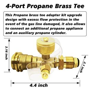 GardenNow Upgraded Propane Brass 4 Port Tee Kit Propane Brass Tee Adapter Kit with 5FT and 12FT Stainless Braided Hoses Allow for Connection Between Auxiliary Propane Cylinder and Propane Appliances