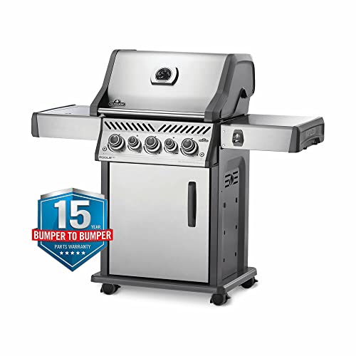 Napoleon Rogue SE 425 BBQ Grill, Stainless Steel, Propane - RSE425RSIBPSS-1 - With Three Main Burners, Infrared Rear And Side Burner, Barbecue Gas Cart, Folding Side Shelves