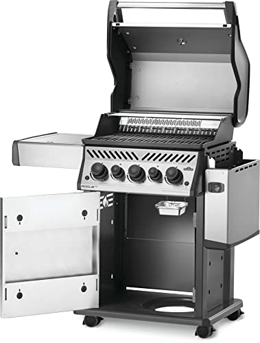 Napoleon Rogue SE 425 BBQ Grill, Stainless Steel, Propane - RSE425RSIBPSS-1 - With Three Main Burners, Infrared Rear And Side Burner, Barbecue Gas Cart, Folding Side Shelves